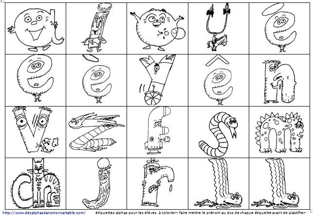 Coloriage Des Alphas Voyelles Etiquettes Alphas Pour Les él¨ves Des ...