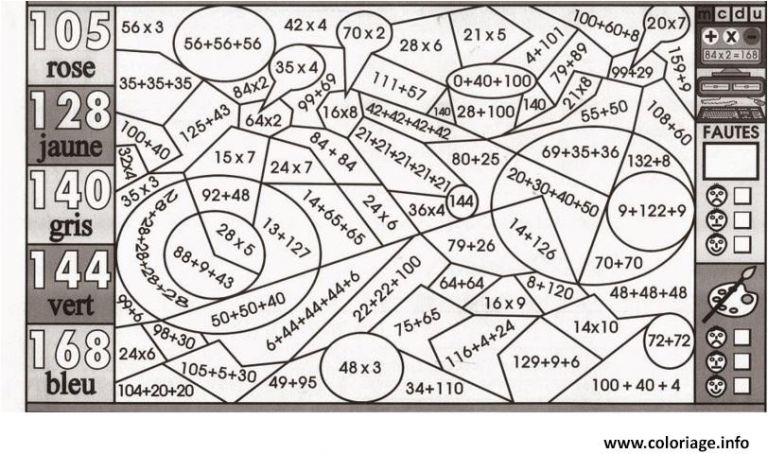 Coloriage Avec Calcul à Imprimer Coloriage Magique Ce2 Gros Calculs ...