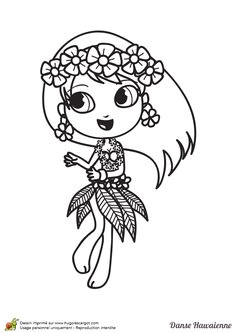 Coloriage De Fleur De Tahiti A Colorier Une Jolie Danseuse Hawaïenne ...
