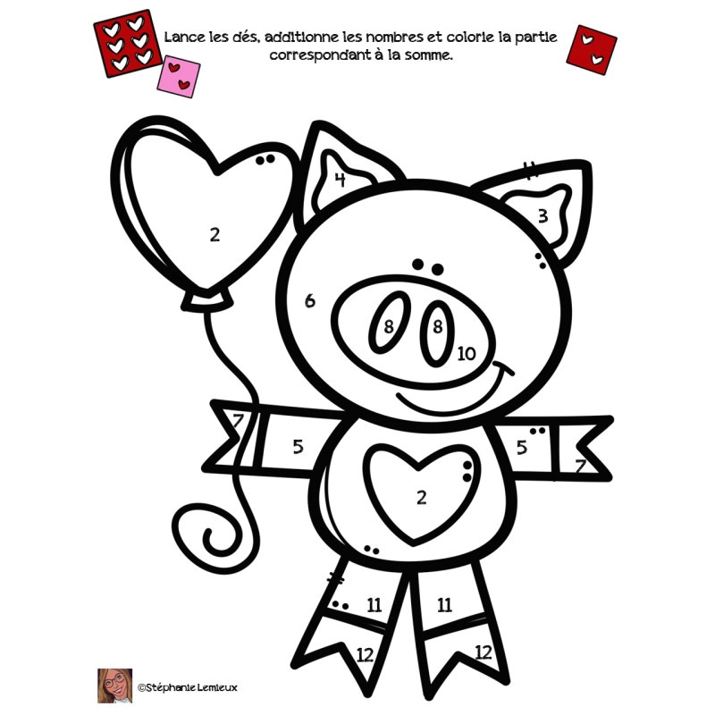 Coloriage Magique St Valentin Coloriage Addition St Valentin | danieguto