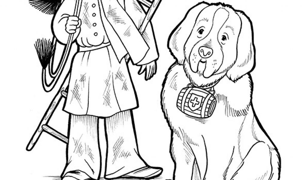 Coloriage Heidi Montagne Saint Bernard Le Chien Et Un Petit Gar§on Qui ...