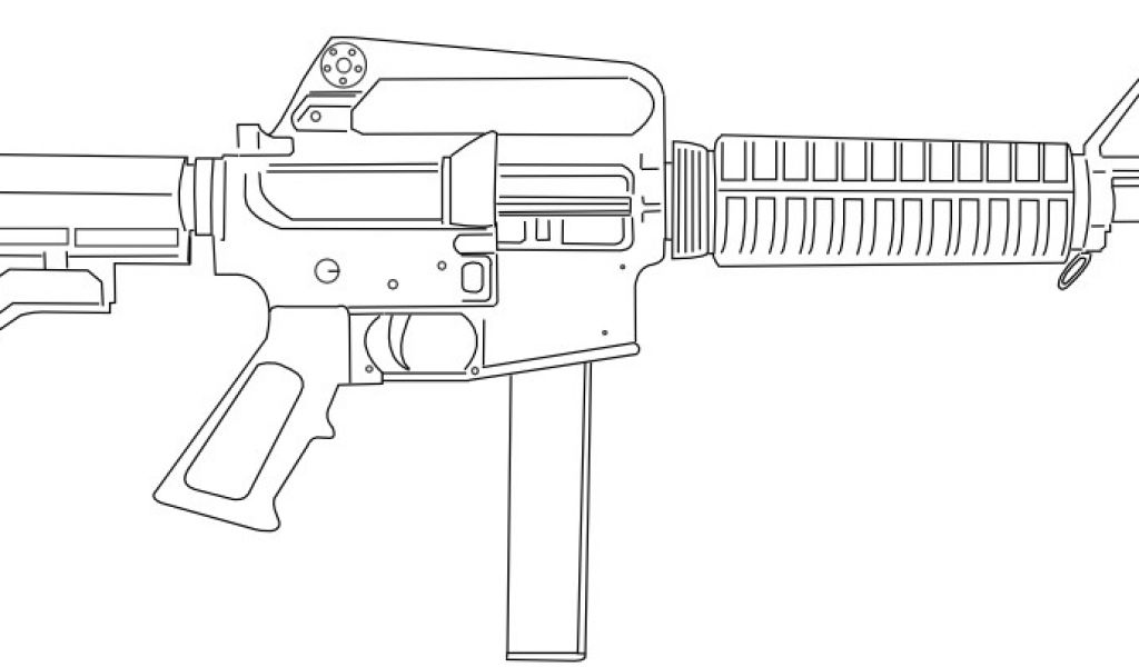 Coloriage Pistolet Police Colt 9mm Smg | danieguto