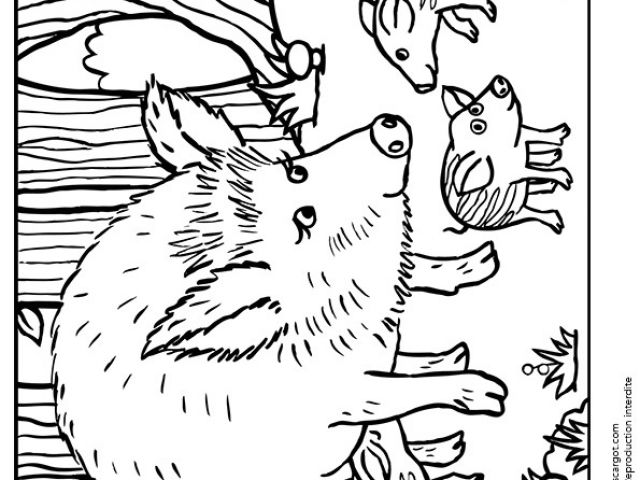 Coloriage Sanglier Marcassins Dessin Colorier D Une Maman Laie Et De ...